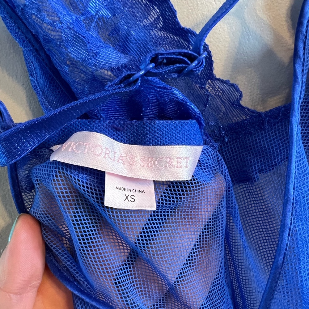 Vintage Royal Blue Victorias Secret Lace Mesh Slip Dr… - Gem